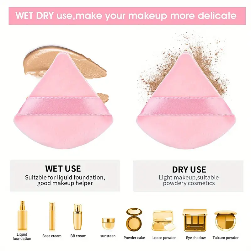 Powder Puff Face Soft Reusable Triangle Makeup Puff Loose Temu Canada