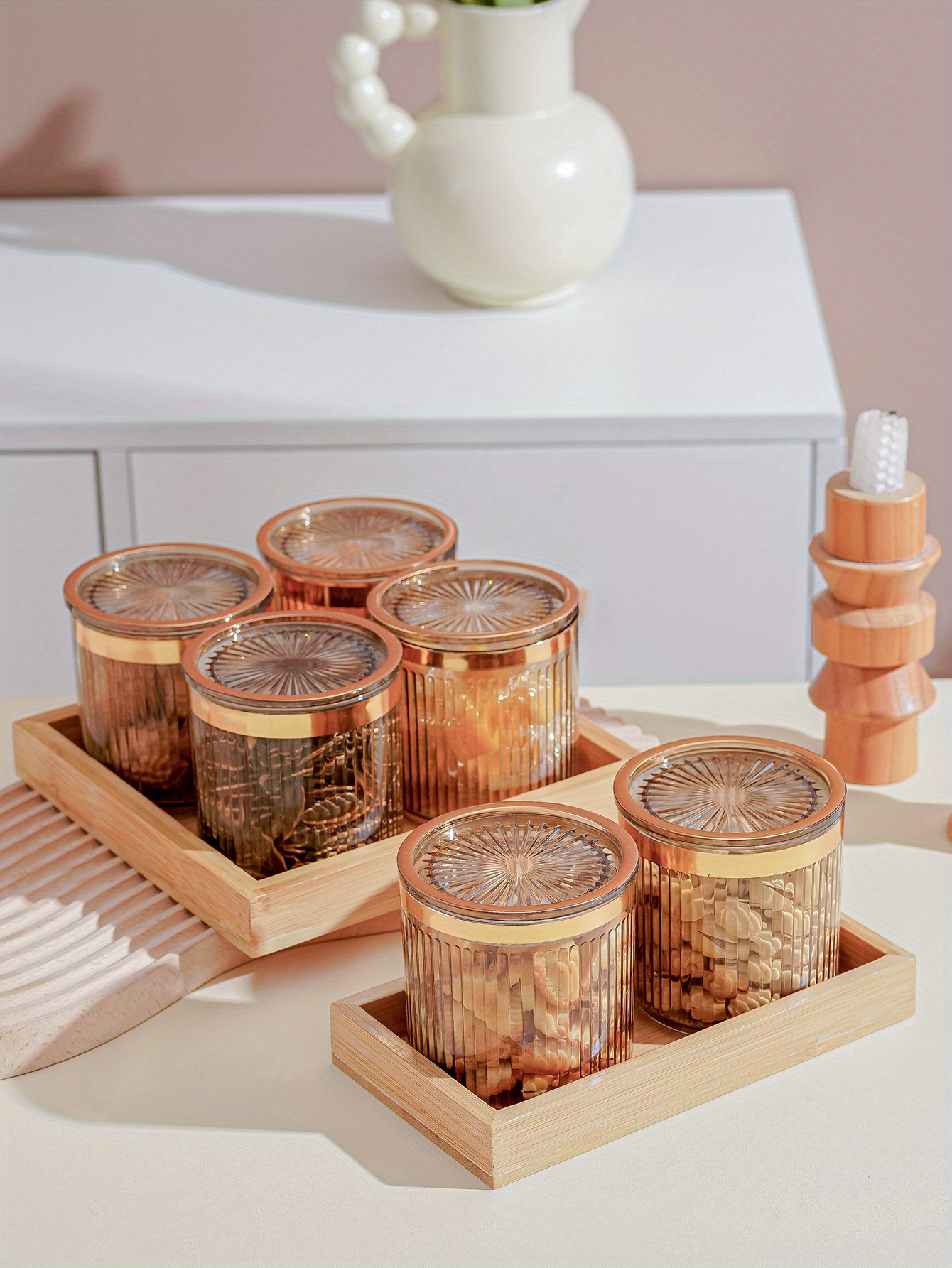 1 set 19 7cm 7 68in bamboo wood tray airtight jar sugar - Temu Canada