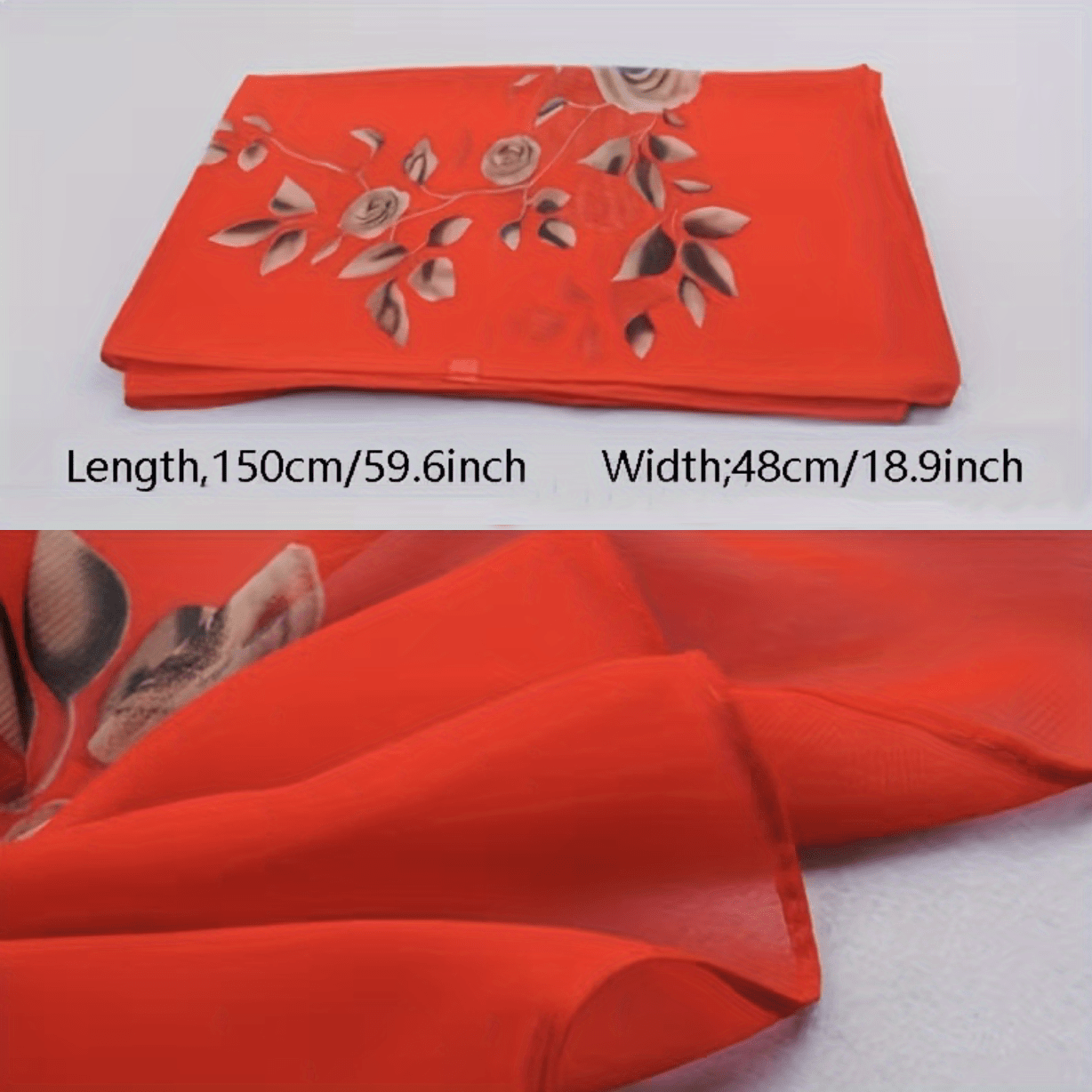 Rose Print Chiffon Scarf Casual Imitation Silk Shawl Summer - Temu ...