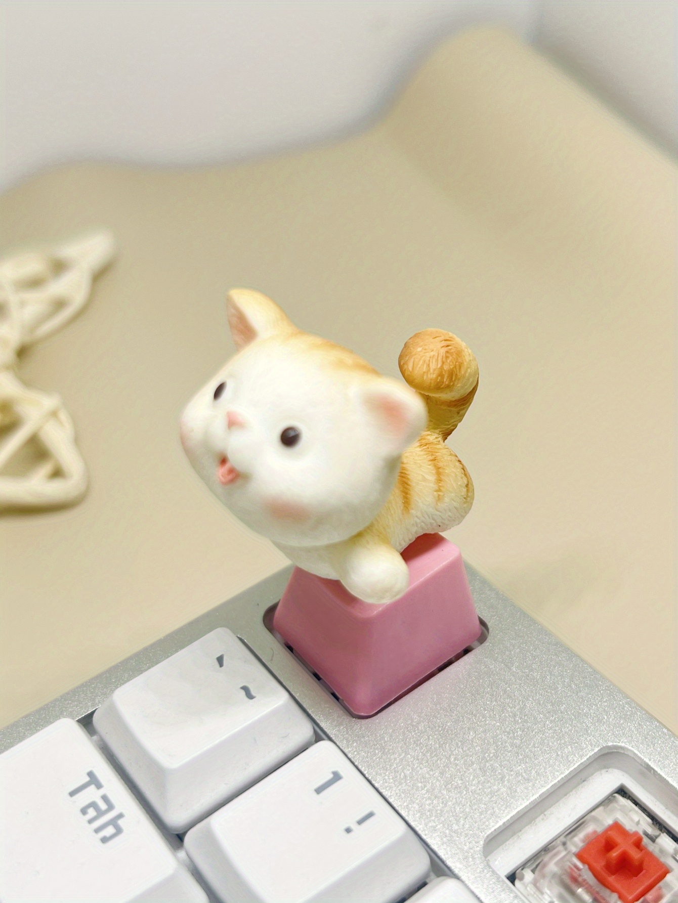 Simulation Cartoon Micro landscape Naughty Kitten Keycap - Temu Canada