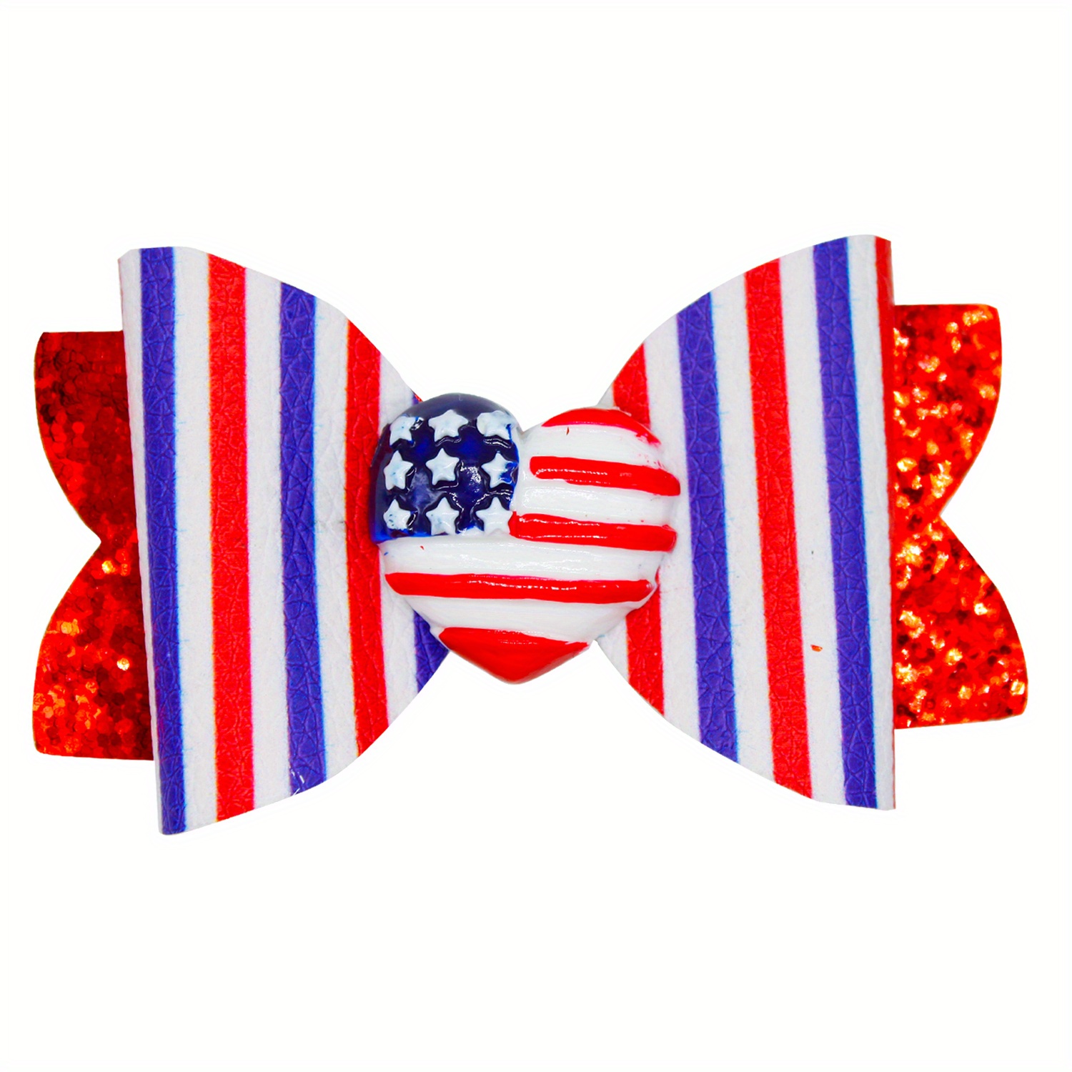 1pc Sequin American Flag Bow Hair Clip Patriotic Stars Shape Hair Clip ...