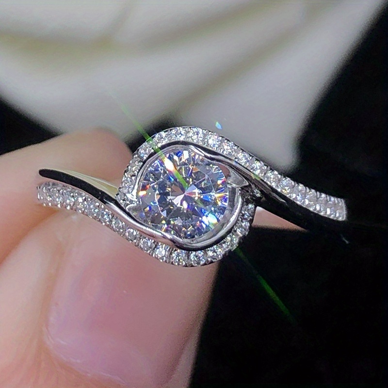 Elegant Promise Ring Silver Plated Inlaid Shining Zircon - Temu United ...