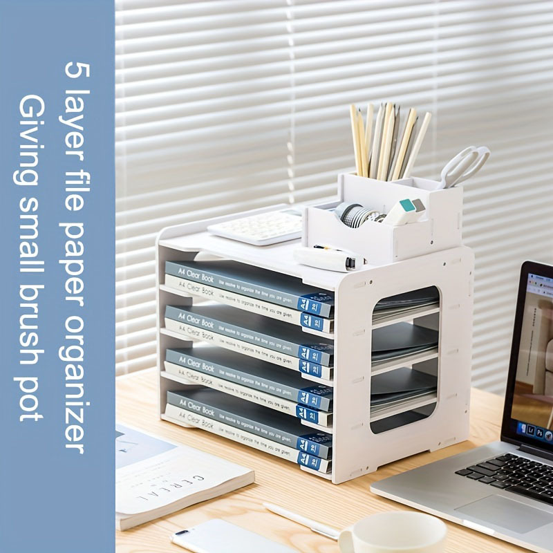 Office File Rack Simple White Folder Storage Box Vertical - Temu New ...