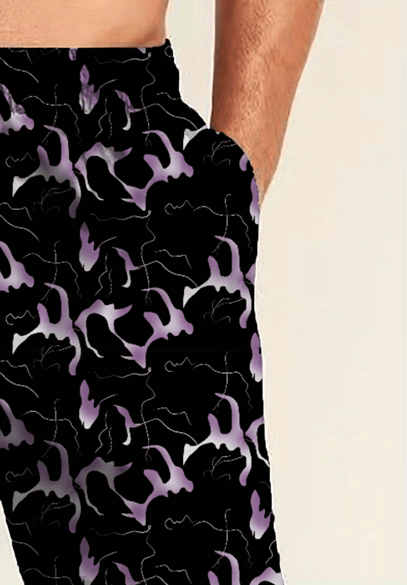 Plus Size Men's Casual Abstract Pattern Beach Shorts - Temu New Zealand