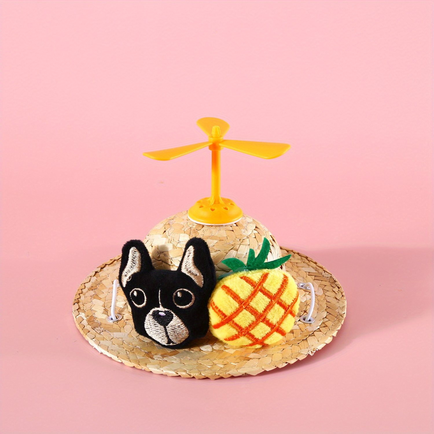 Cute Straw Dog Hat With Windmill Pet Straw Hat Pet Accessories Hats For ...