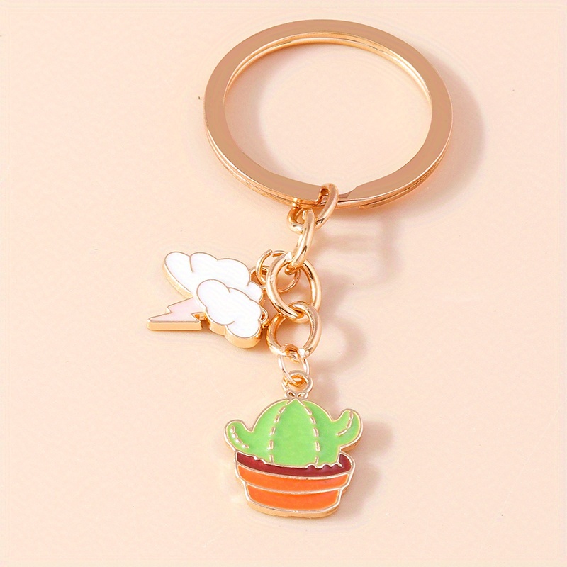 Cartoon Cactus Lightning Keychain Cute Metal Key Ring Purse - Temu New ...