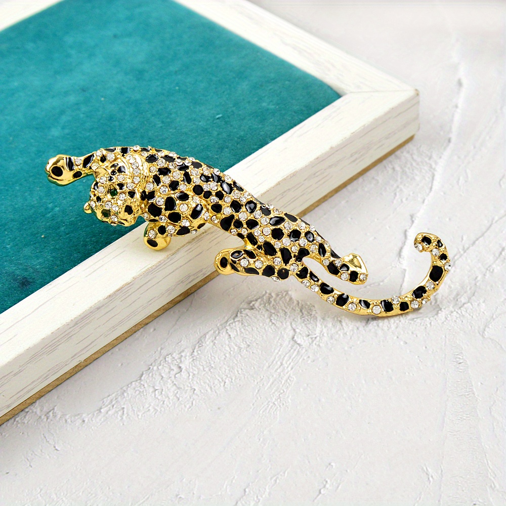 vintage style leopard shape alloy brooch pin inlaid shiny - Temu Australia