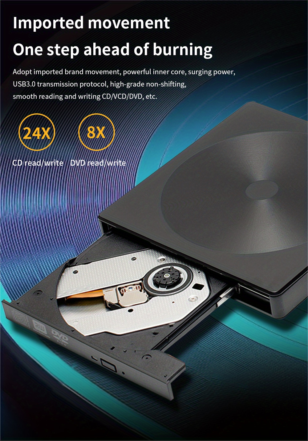 Type C Usb 3.0 External Dvd Drive Burner Cd Player - Temu