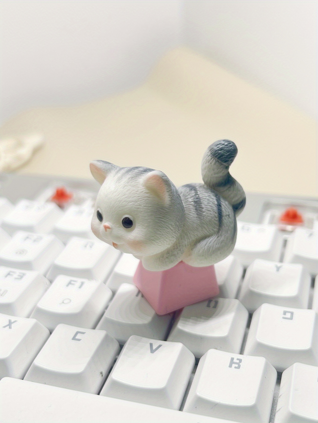 Simulation Cartoon Micro landscape Naughty Kitten Keycap - Temu Canada