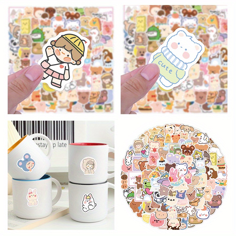 Cartoon Cute Korean Bear Stickers Decoration Notebook - Temu New Zealand