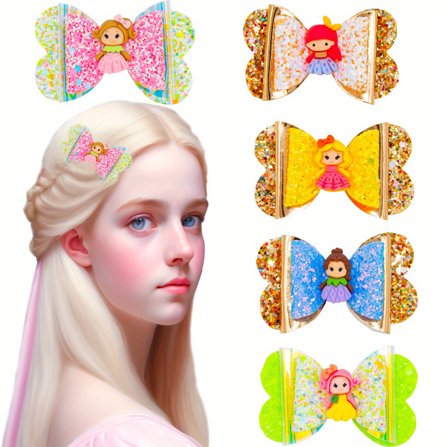 Cute Glitter Sequin Bow Hair Clip Girls Sweet Princess Duck - Temu ...