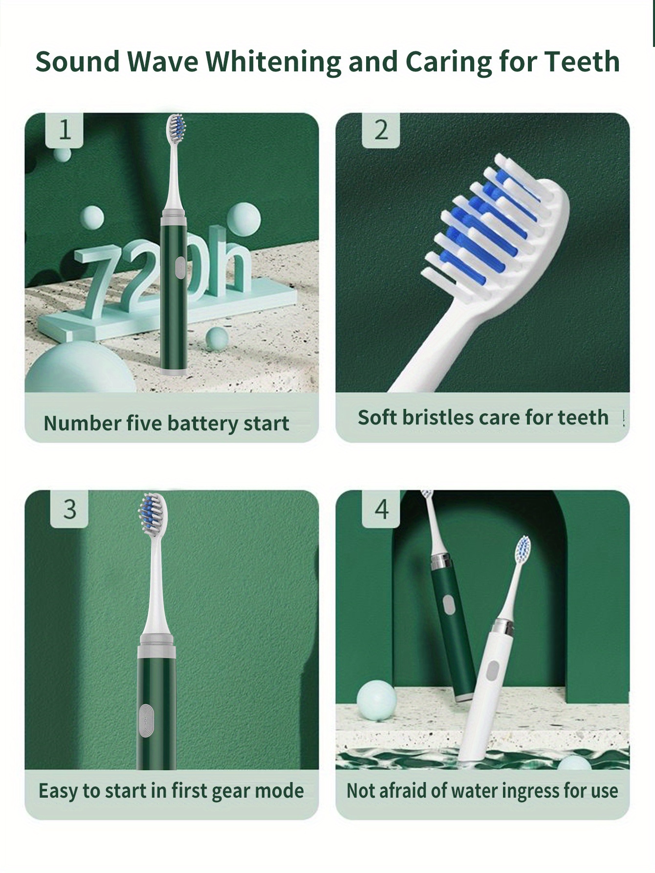 Adult Electric Toothbrush New F1 Green 3 Brush Heads Soft - Temu United ...