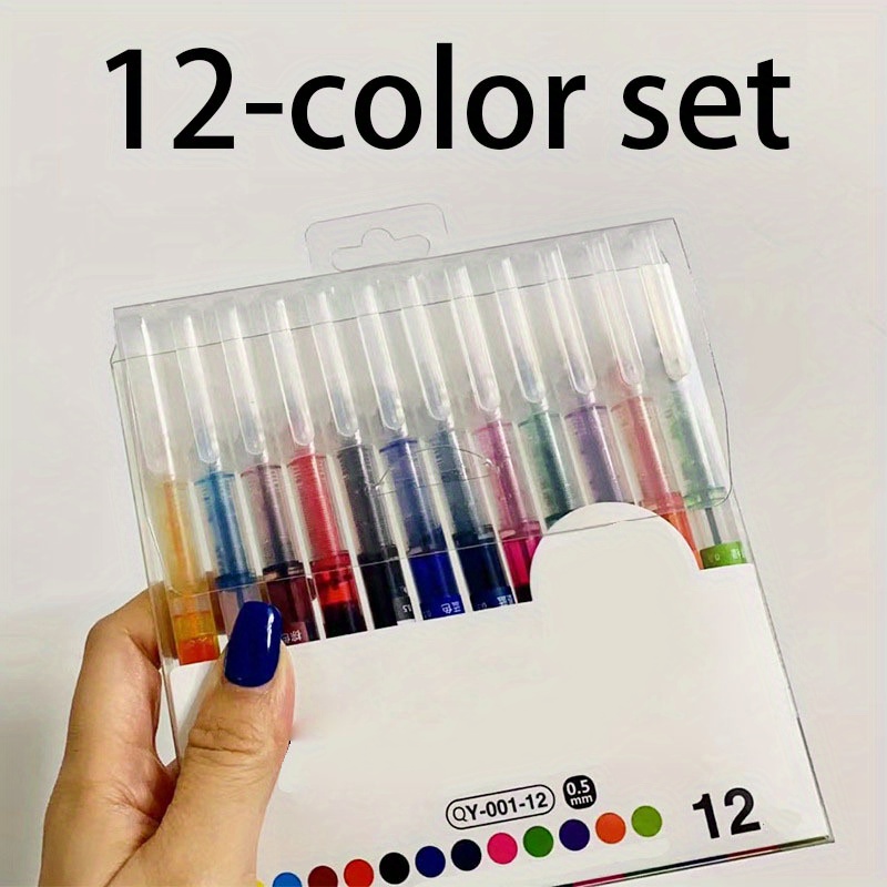 12pcs pack straight liquid quick pens large capacity colored pens 0 5mm ...