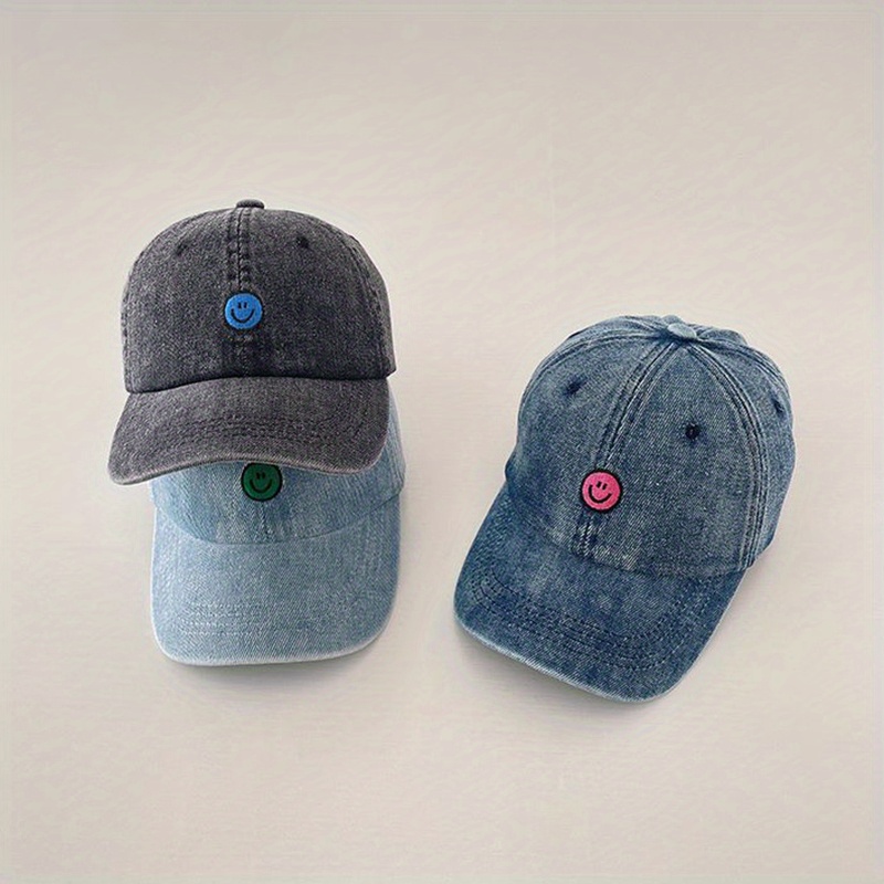 Casual Vintage Baseball Cap Smile Embroidery Sunhat Uv - Temu Australia