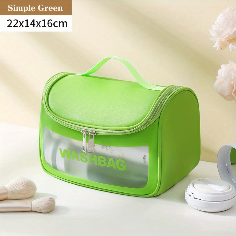 Portable Color Block Pvc Cosmetic Bag Travel Top Handle - Temu United ...
