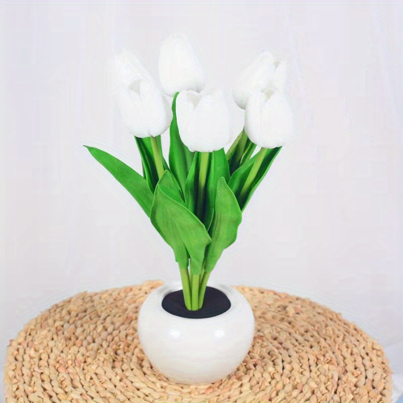 1pc Led Tulip Shaped Night Light Simulation Bouquet Lamp Bedroom ...