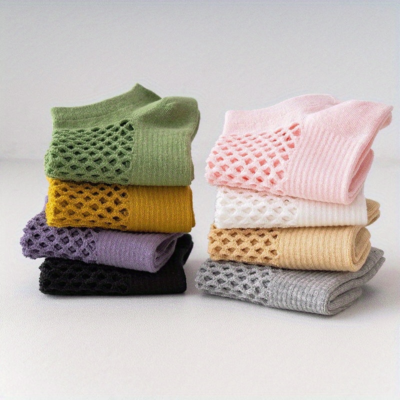 Solid Color Mesh Ankle Socks Sweat Absorption Breathable - Temu United ...