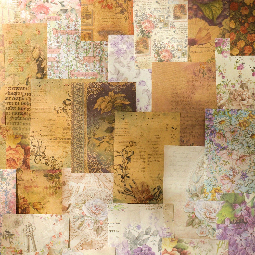 Herbarium Paper 60 Pieces Vintage Embossed Flower Frame Paper ...