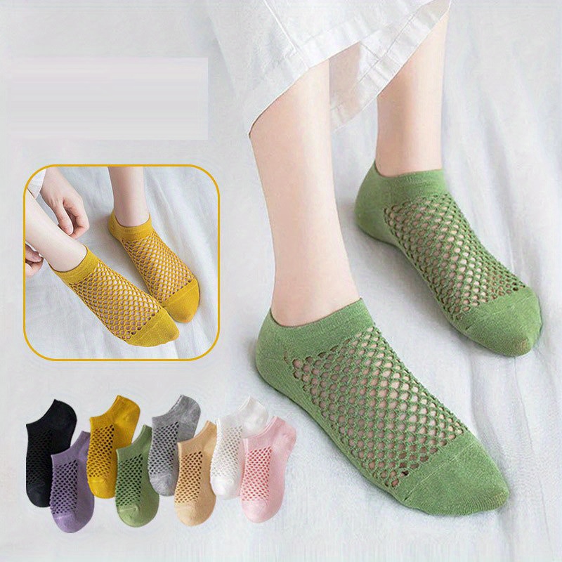 Solid Color Mesh Ankle Socks Sweat Absorption Breathable - Temu United ...