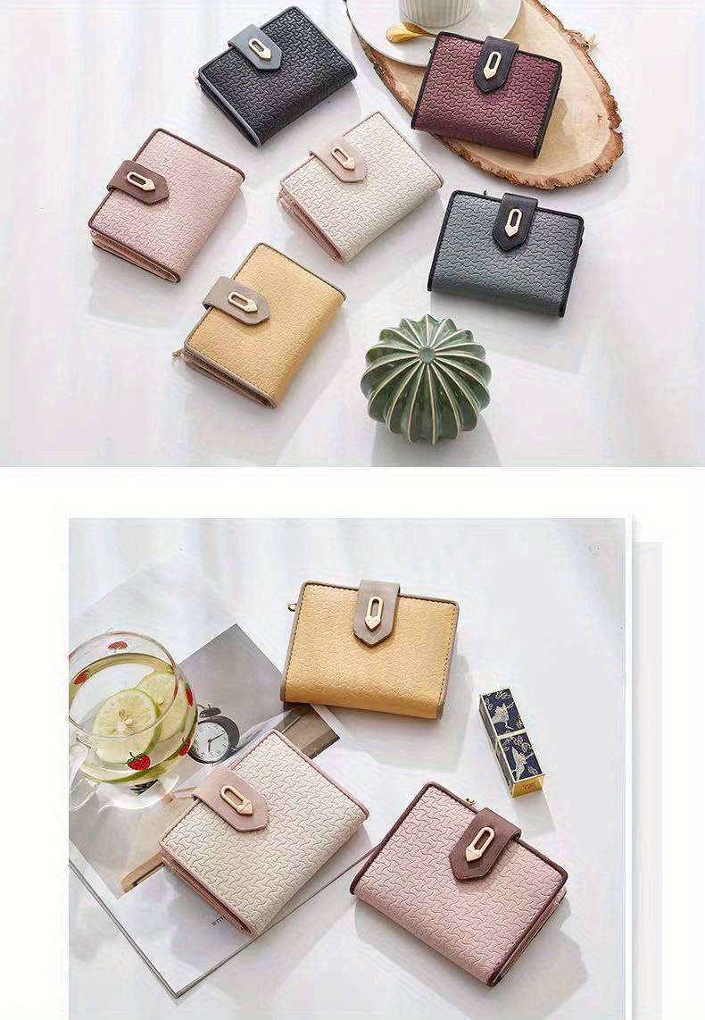 Minimalist Colorblock Short Wallet Stylish Clutch Purse - Temu