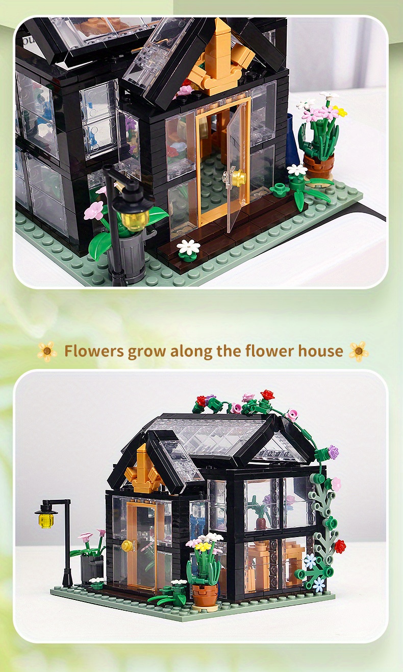 Flower House Building Toys Flower Room Building Block Set Led Light ...