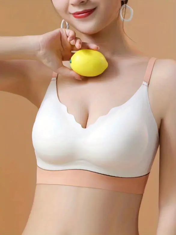 Colorblock Wireless Bra Comfy Breathable Full Coverage Bra Regionname