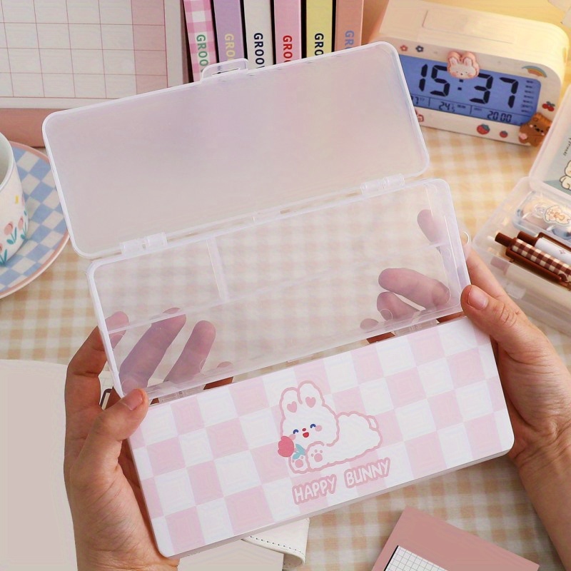 Cartoon Large Capacity Double Layer Stationery Box Simple - Temu ...