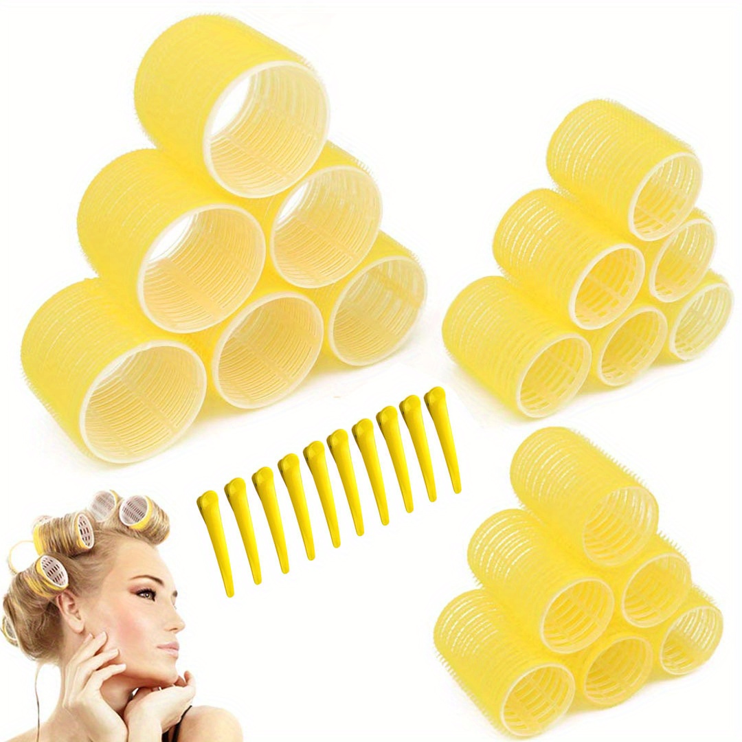 18pcs Jumbo Size Hair Roller Sets Self Grip Hairdressing Curlers Hair ...