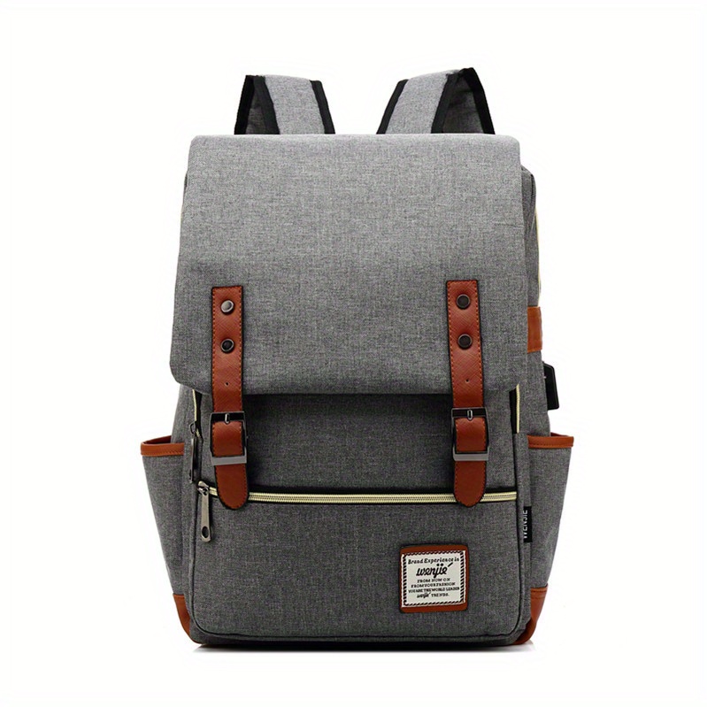 Vintage Canvas Flap Laptop Backpack Decor Schoolbag - Temu Australia