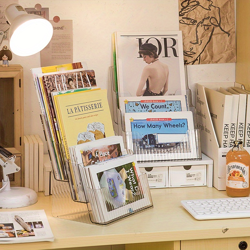 Acrylic Transparent Storage Rack Book Classification Rack - Temu