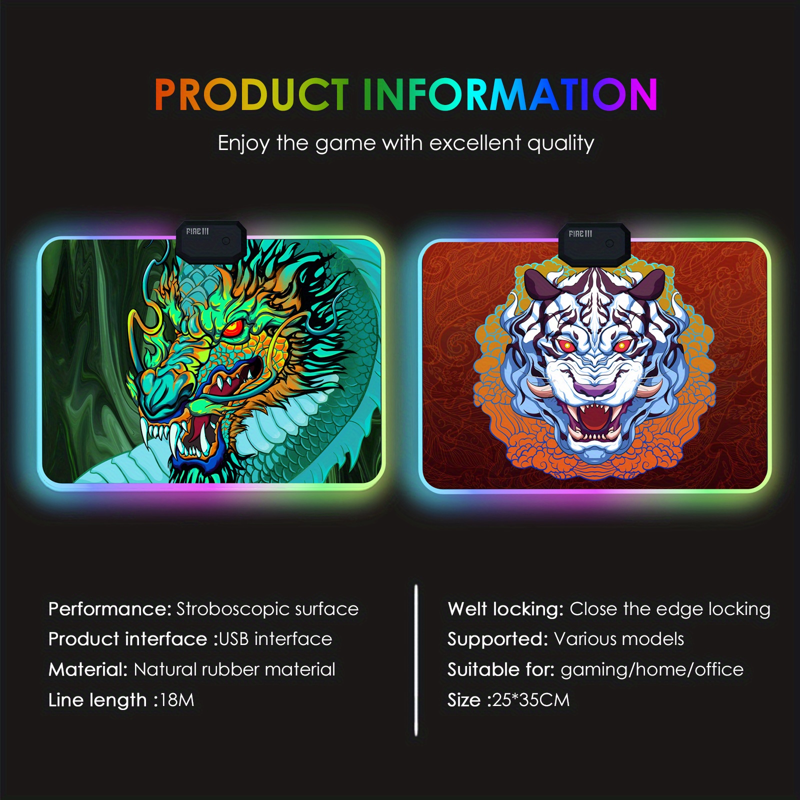 Breathing Gradient Light Gaming Mouse Pad Middle Pattern - Temu Australia