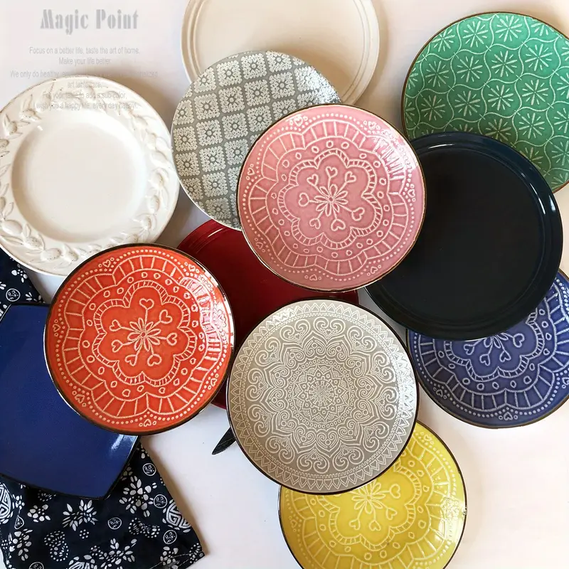 Plate Pasta Plate Round Plate Ceramic Dinner Plate Household - Temu Plate Pasta Plate Round Plate Ceramic Dinner Plate Household - Temu