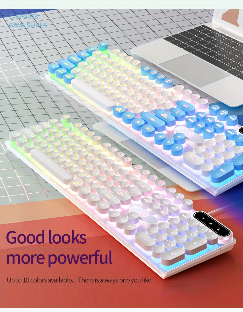 Wired Keyboard Punk Keycap Computer Game Office - Temu