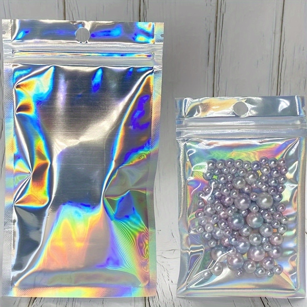 Resealable Smell Proof Bags Holographic Foil Pouch Bag Flat - Temu