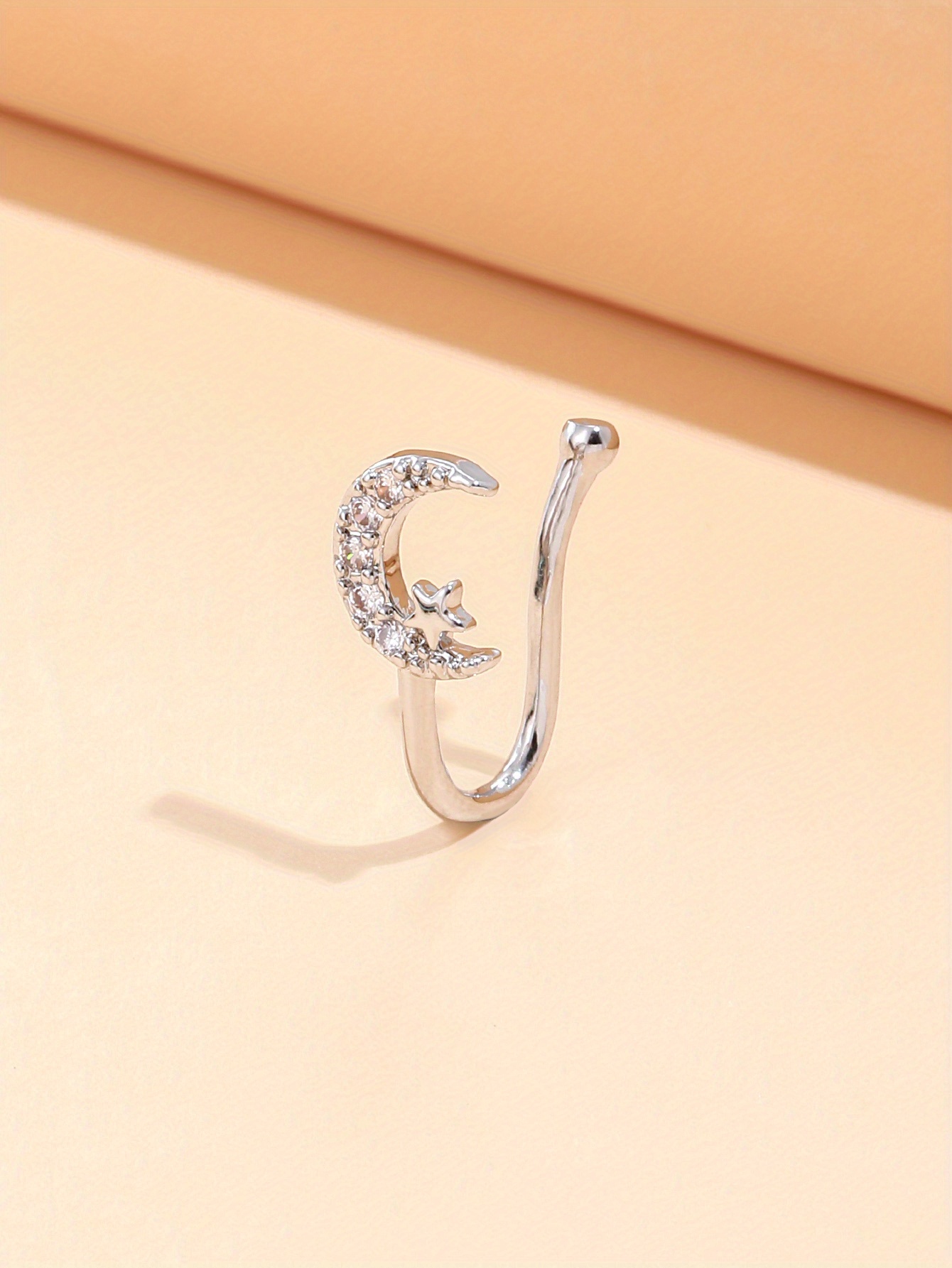 Moon Star Shiny Rhinestone Nose Clip Piercing Nose - Temu