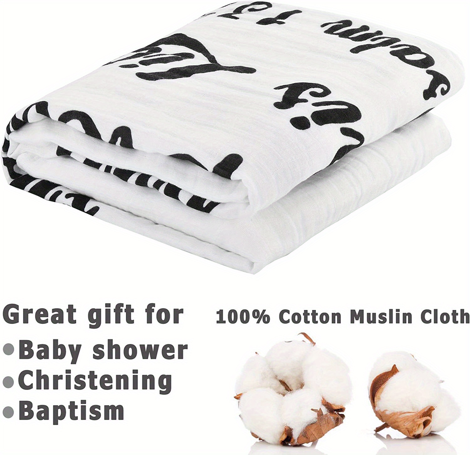 1pc 하나님 어린이 모슬린 Swaddle 담요 성경 아기 담요 성경 구절 견적 세례 세례를위한 담요 받기 Temu