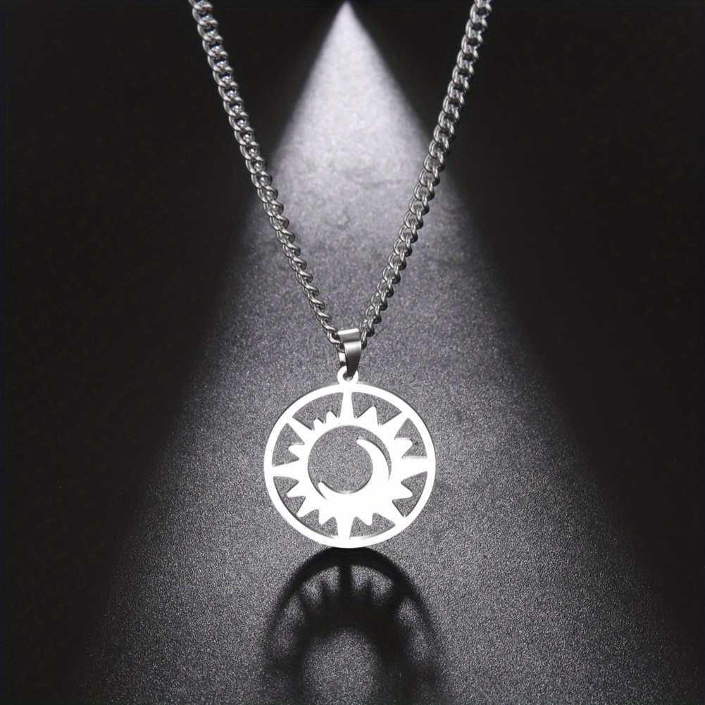 Trendy Creative Moon Pendant Necklace Stainless - Temu Australia