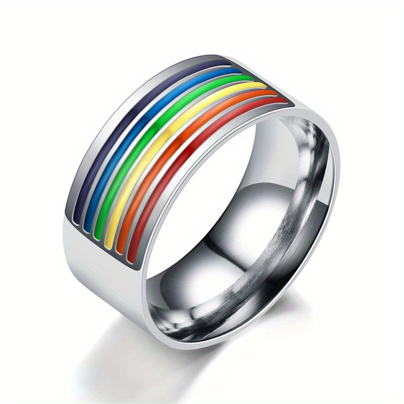 rainbow rings men trendy finger accessories anniversary - Temu