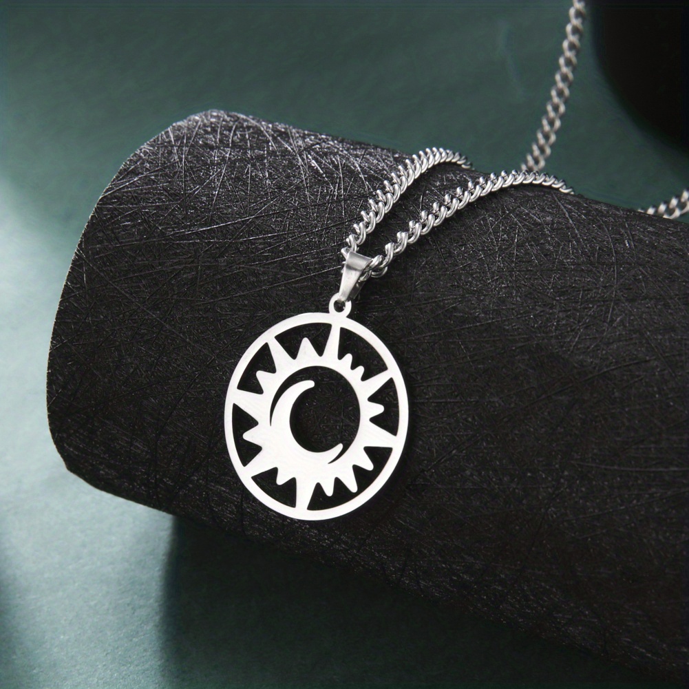 Trendy Creative Moon Pendant Necklace Stainless - Temu Australia