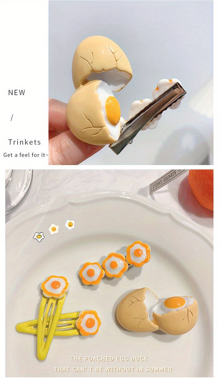 Creative Egg Hair Accessories Set Fried Egg Bobby Pin Hair - Temu