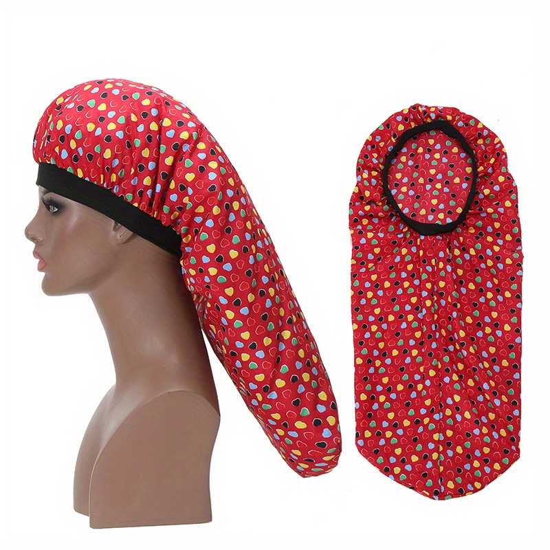 Flower Print Casual Bonnet Turban Large Long Hair Satin - Temu United ...