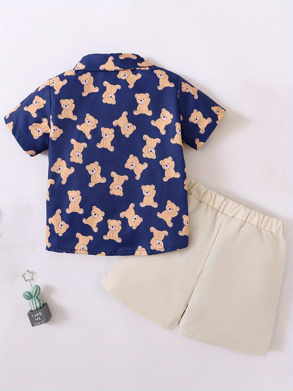 Little Boy Casual Bear Graphic Short Sleeve Shirts Shorts - Temu United ...