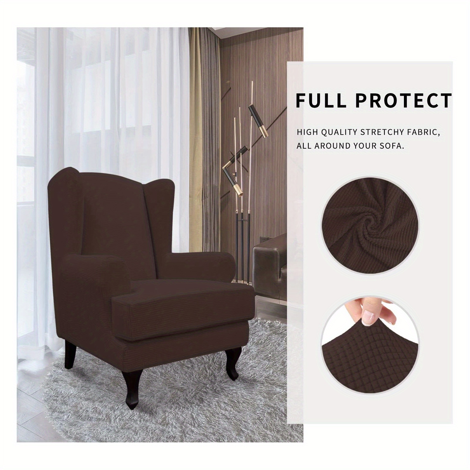 Stretch Wingback Chair Sofa Slipcovers Sofa Cover Furniture - Temu