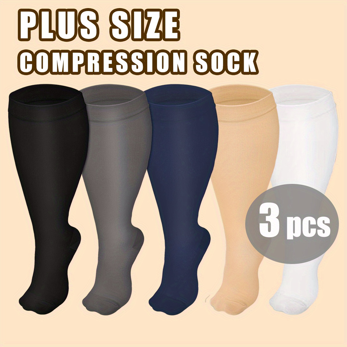 Plus Size Compression Socks Women Knee Wide Calf Socks - Temu