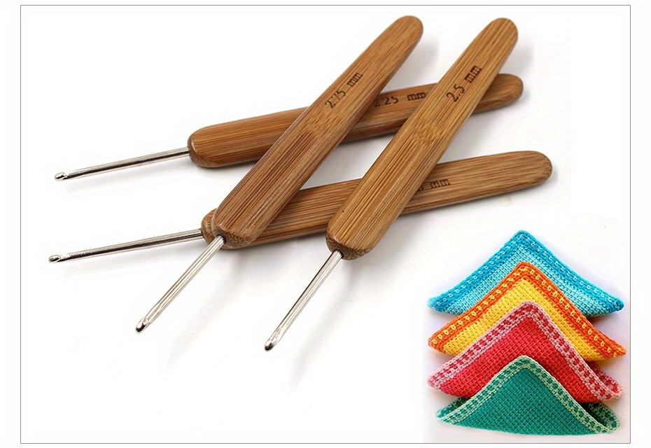 Crochet Hook Tool Kit Bamboo Handle Knitting Needles Diy - Temu Canada