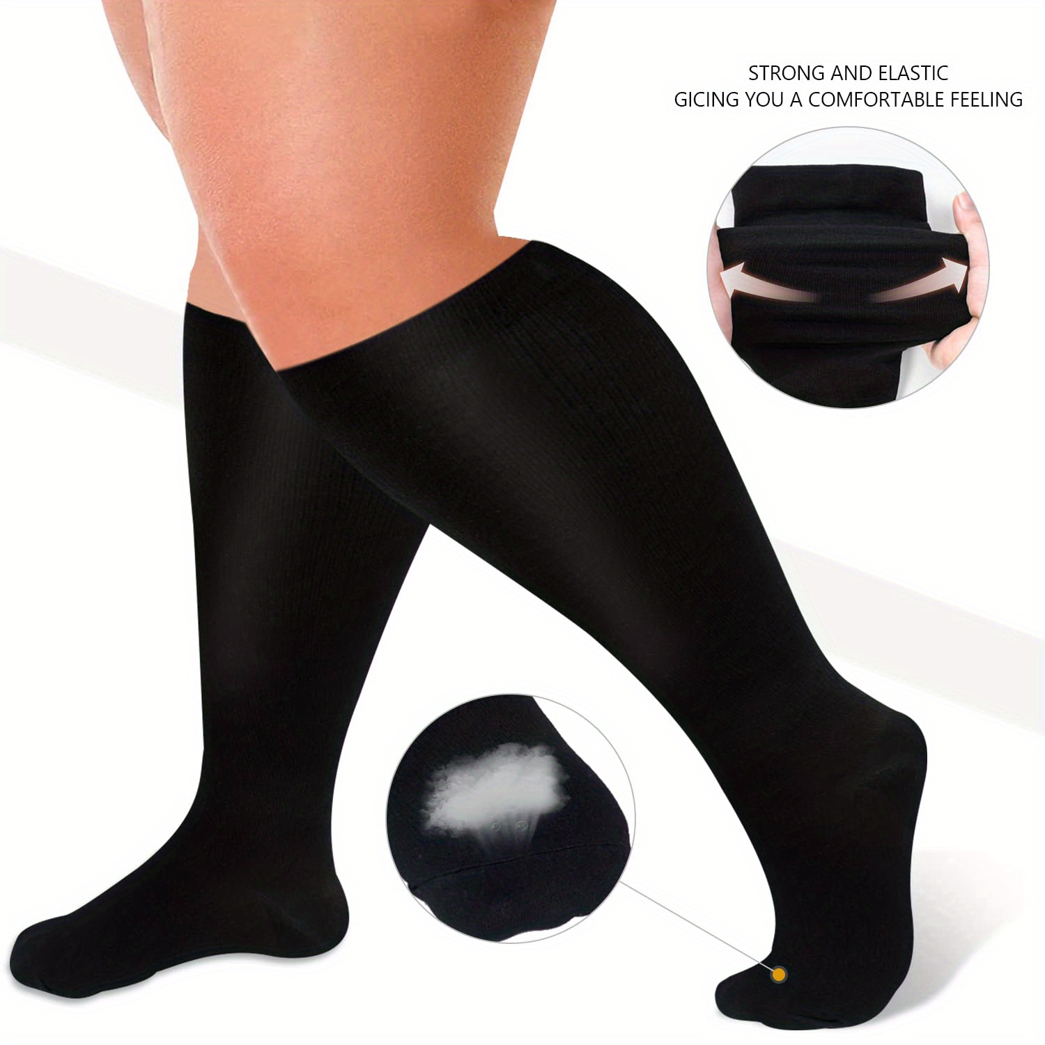 Plus Size Compression Socks Women Knee Wide Calf Socks - Temu