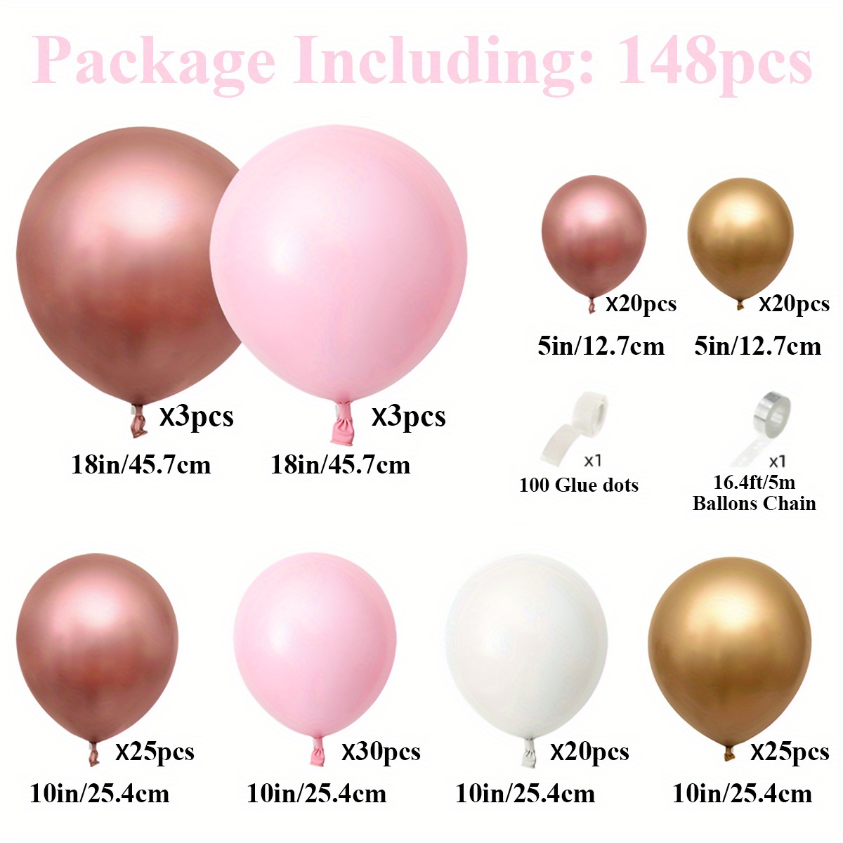 Rose Golden Balloons Garland Arch Kit Bridal Shower Party - Temu
