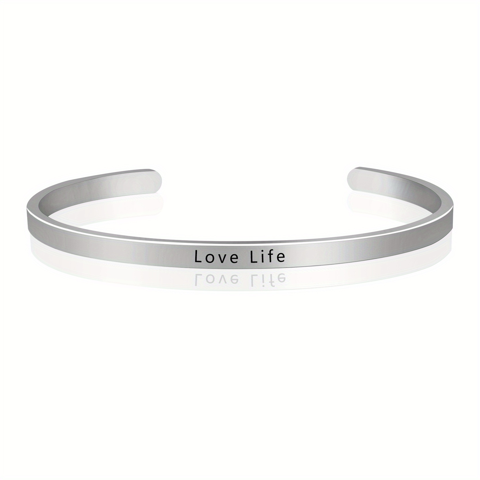 Stainless Steel Inspirational Cuff Bangle Simple Style Hand - Temu ...