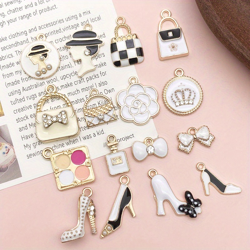 16 stk Assorted Mini Forgyldt Emalje Charms Kvinder Makeup - Temu Denmark