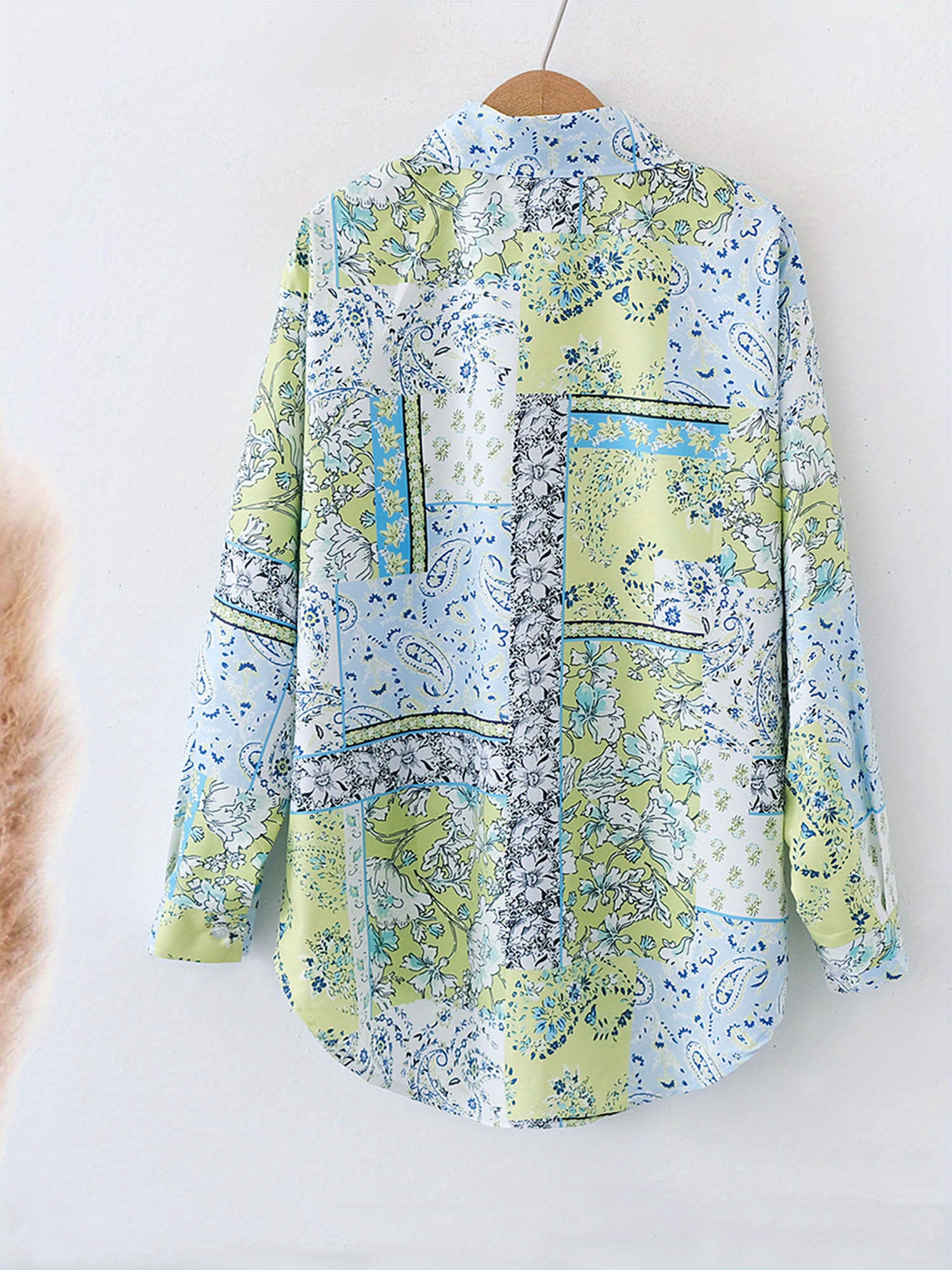 Paisley Print Button Front Shirt Boho Long Sleeve Shirt A - Temu Australia